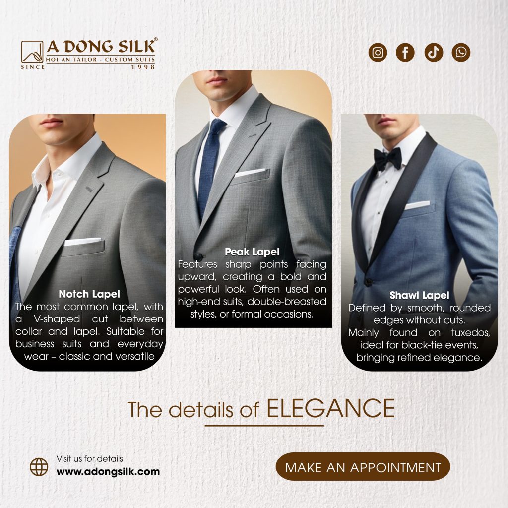 Suit Lapels Guide: Notch, Peak & Shawl – Tailor in Hoi An